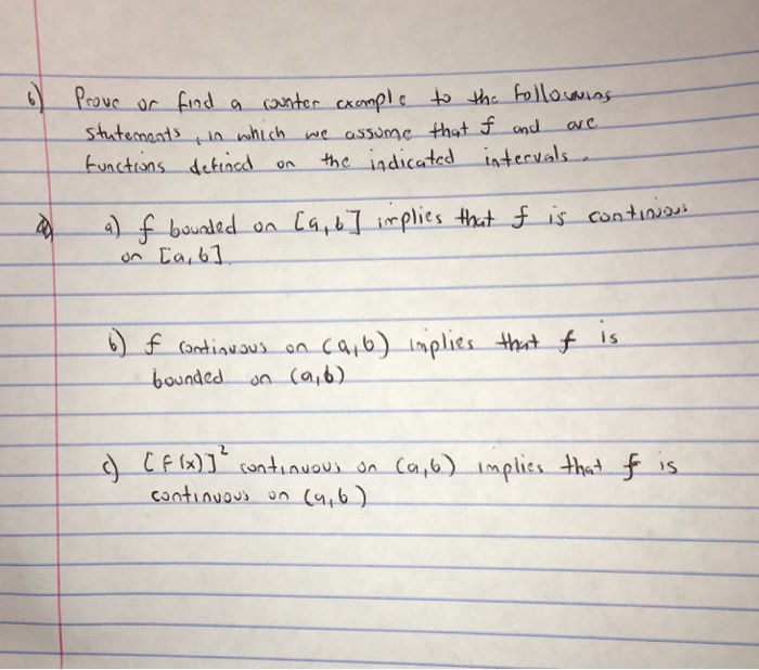 Solved Prove or find a counter example to the following | Chegg.com