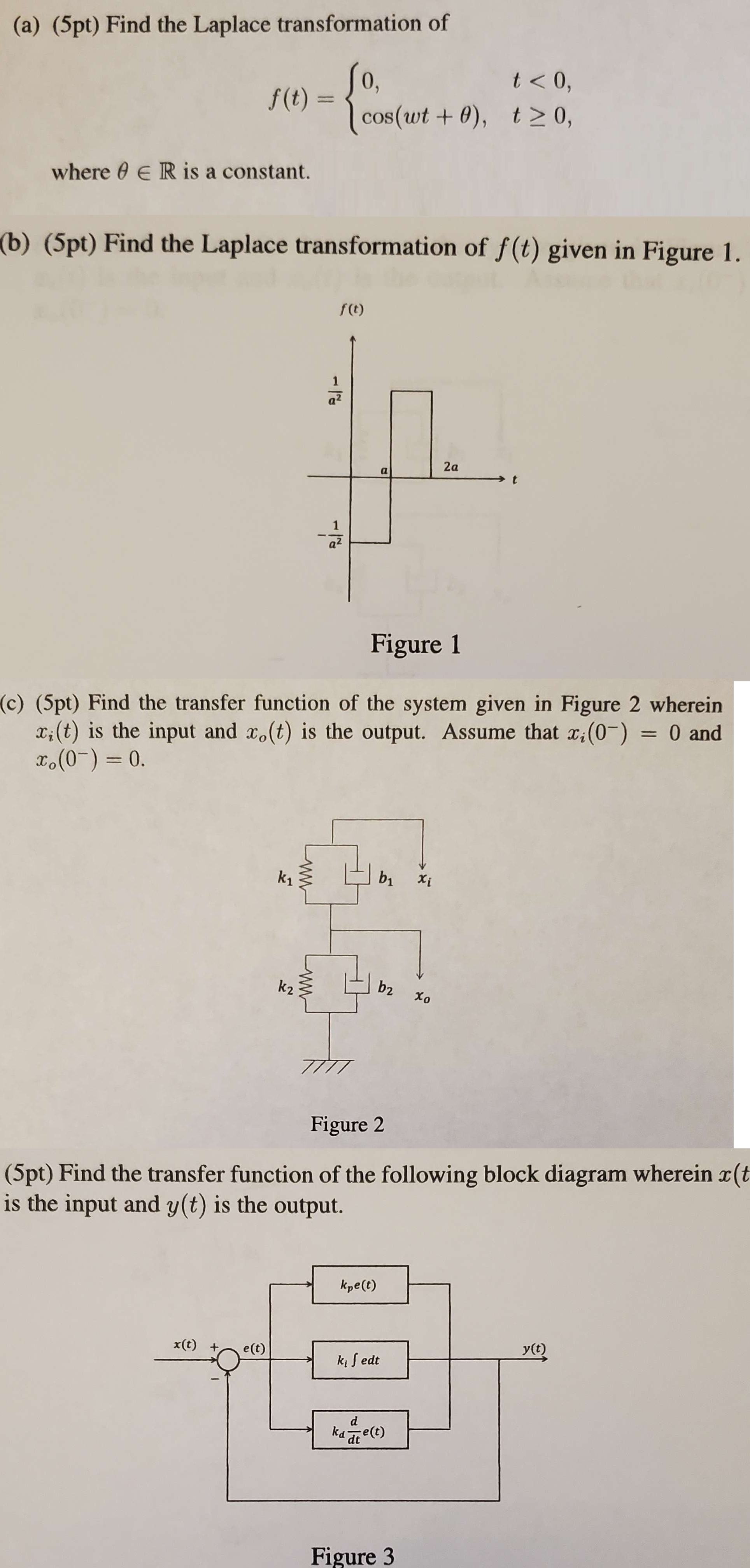 Solved (a) (5pt) Find the Laplace transformation of | Chegg.com