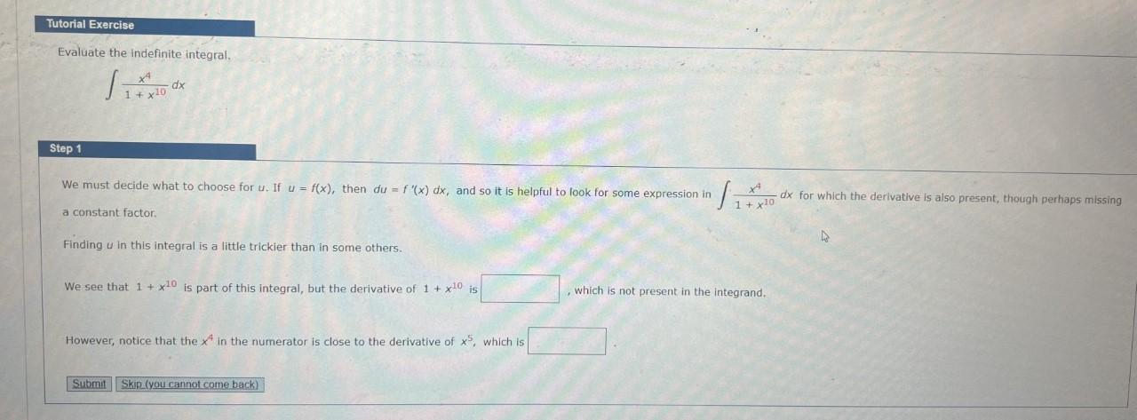 Solved Tutorial Exercise Evaluate the indefinite integral, | Chegg.com