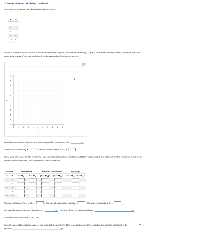 3. Scatter plots and calculating correlation Suppose | Chegg.com