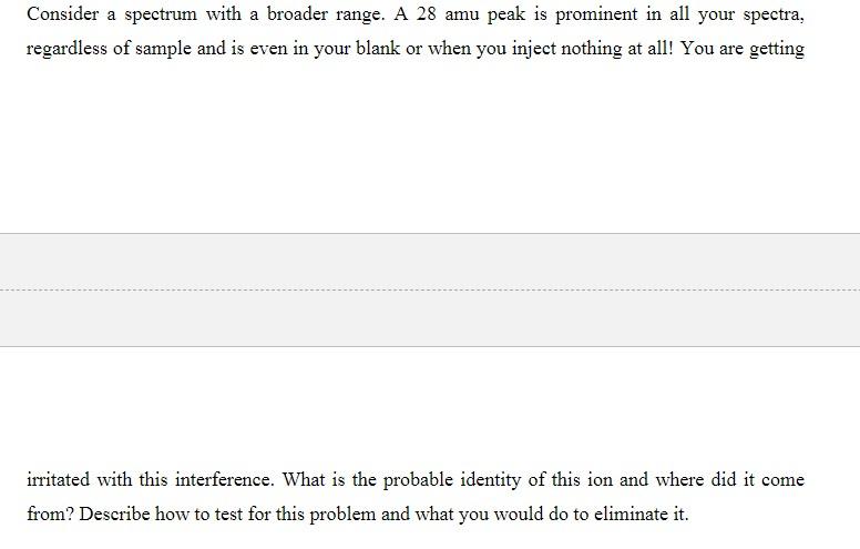 Solved Consider a spectrum with a broader range. A 28 amu | Chegg.com