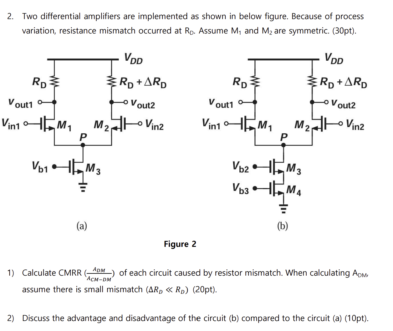 Solved Two differential amplifiers are implemented as ﻿shown | Chegg.com