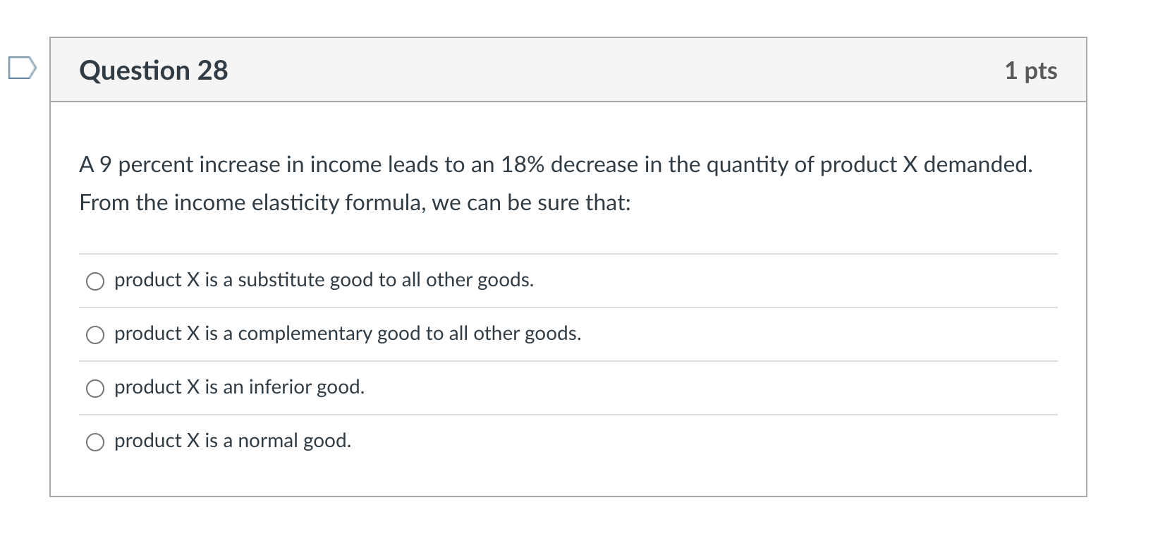 Solved A 9 percent increase in income leads to an 18% | Chegg.com