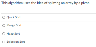 Solved This algorithm uses the idea of splitting an array by | Chegg.com