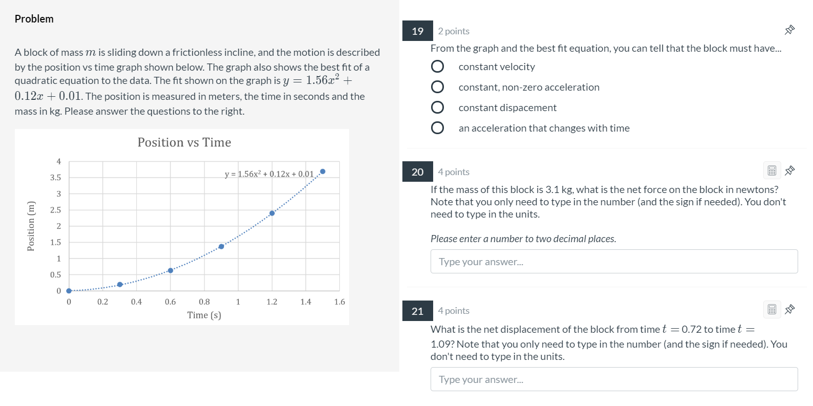 Solved Problem 19 2 points From the graph and the best fit | Chegg.com