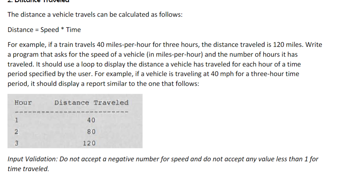 Solved The distance a vehicle travels can be calculated as | Chegg.com