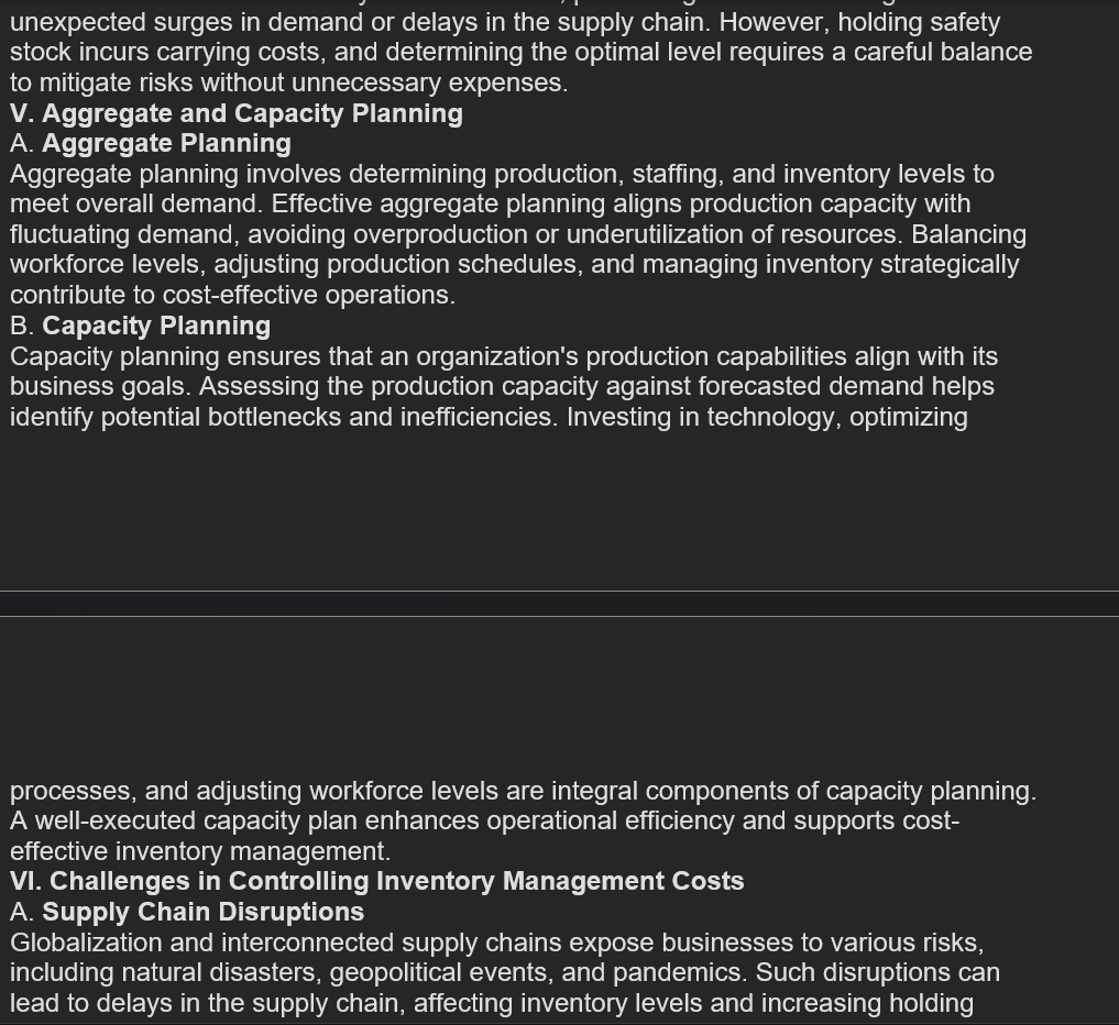 Solved I. Introduction Effective inventory management is | Chegg.com