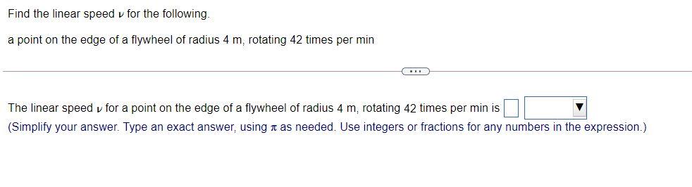 Solved Find the linear speed v for the following. a point on | Chegg.com