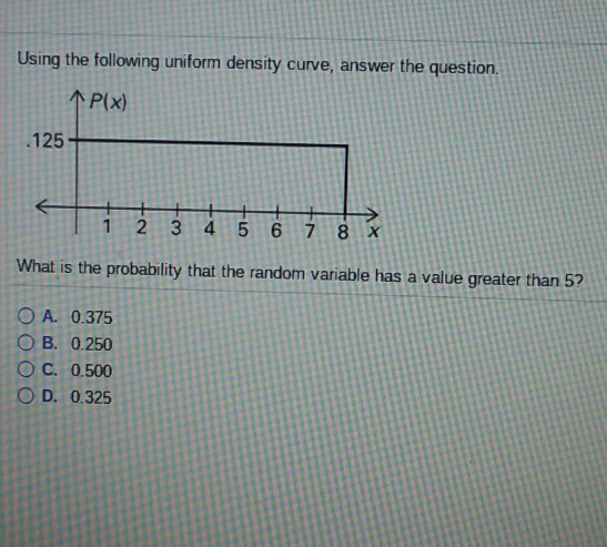 Solved Using the following uniform density curve, answer the | Chegg.com