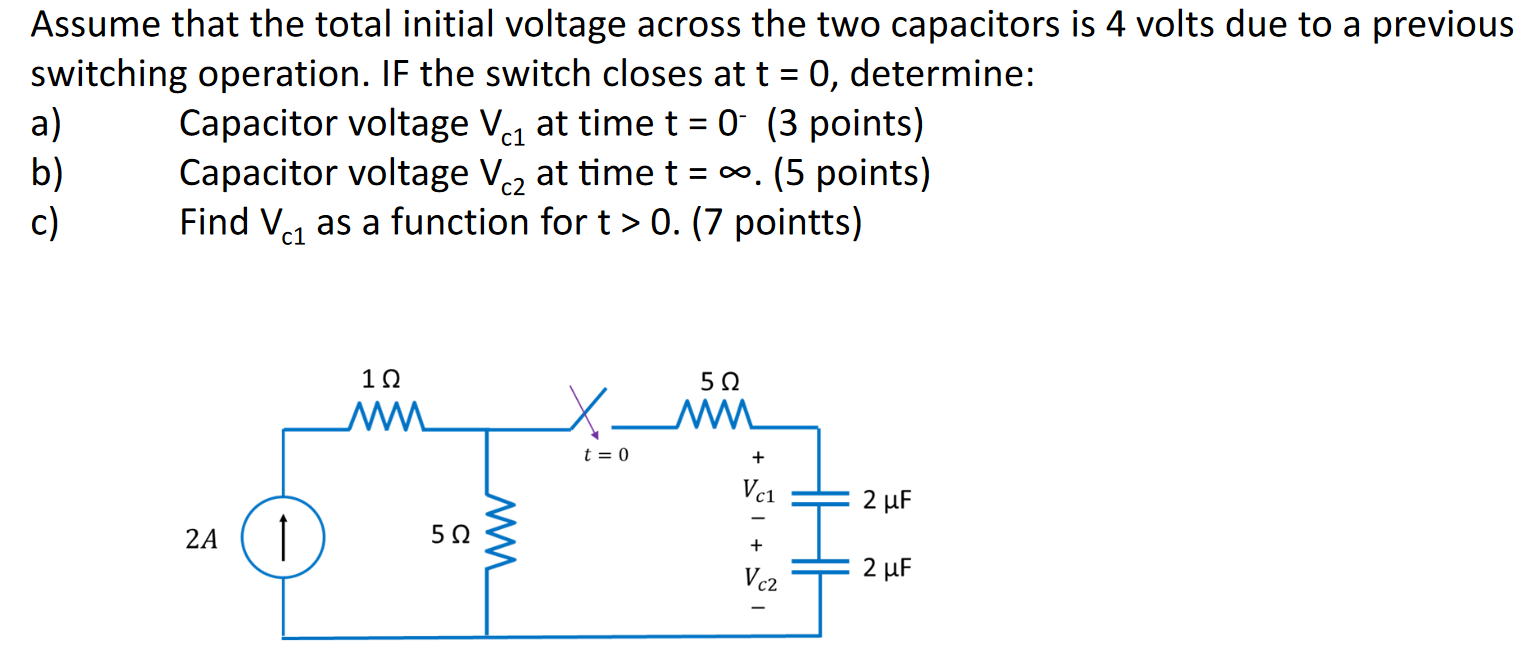 Solved Assume that the total initial voltage across the two | Chegg.com