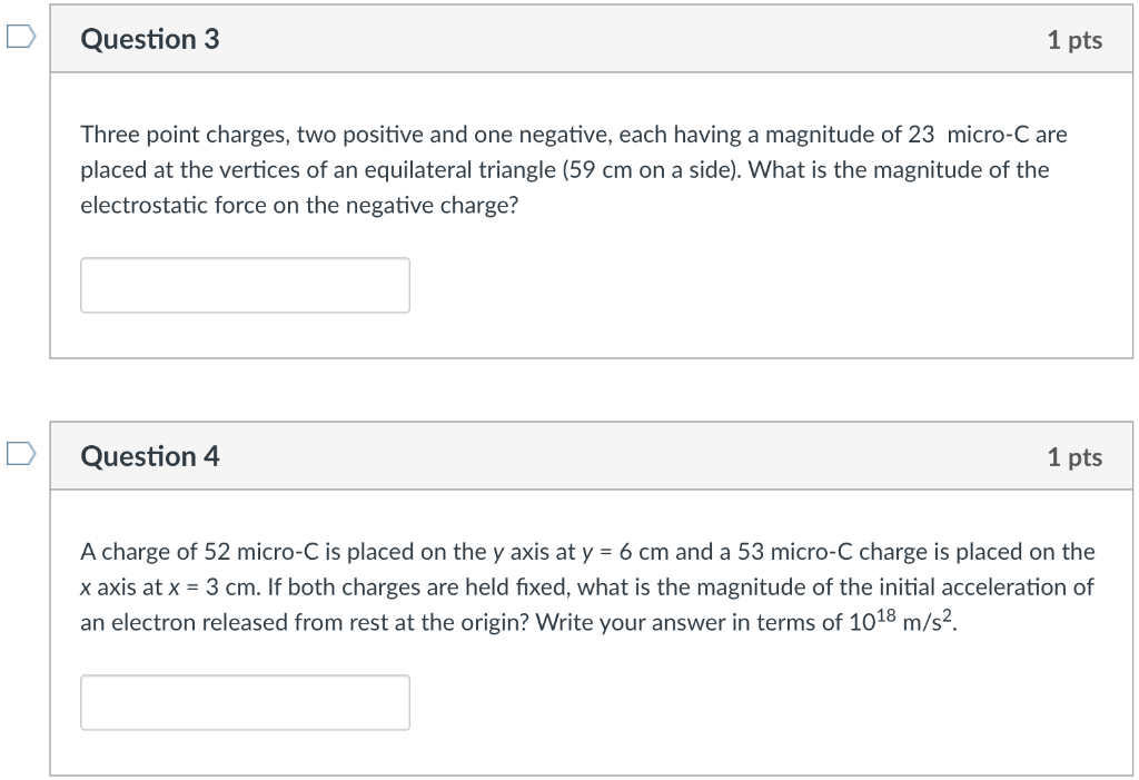 Solved Three point charges, two positive and one negative, | Chegg.com