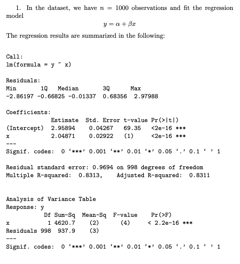 Solved 1. Write down the fitted regression model. 2. Find | Chegg.com