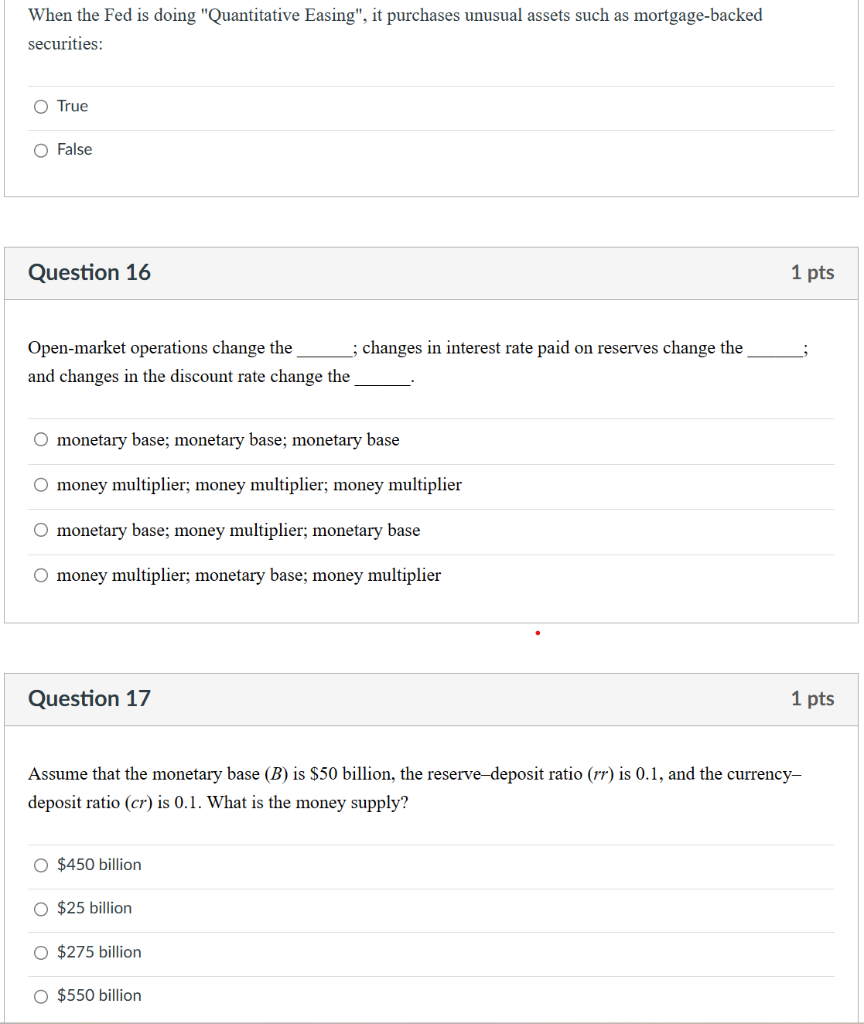 Solved When the Fed is doing "Quantitative Easing", it | Chegg.com