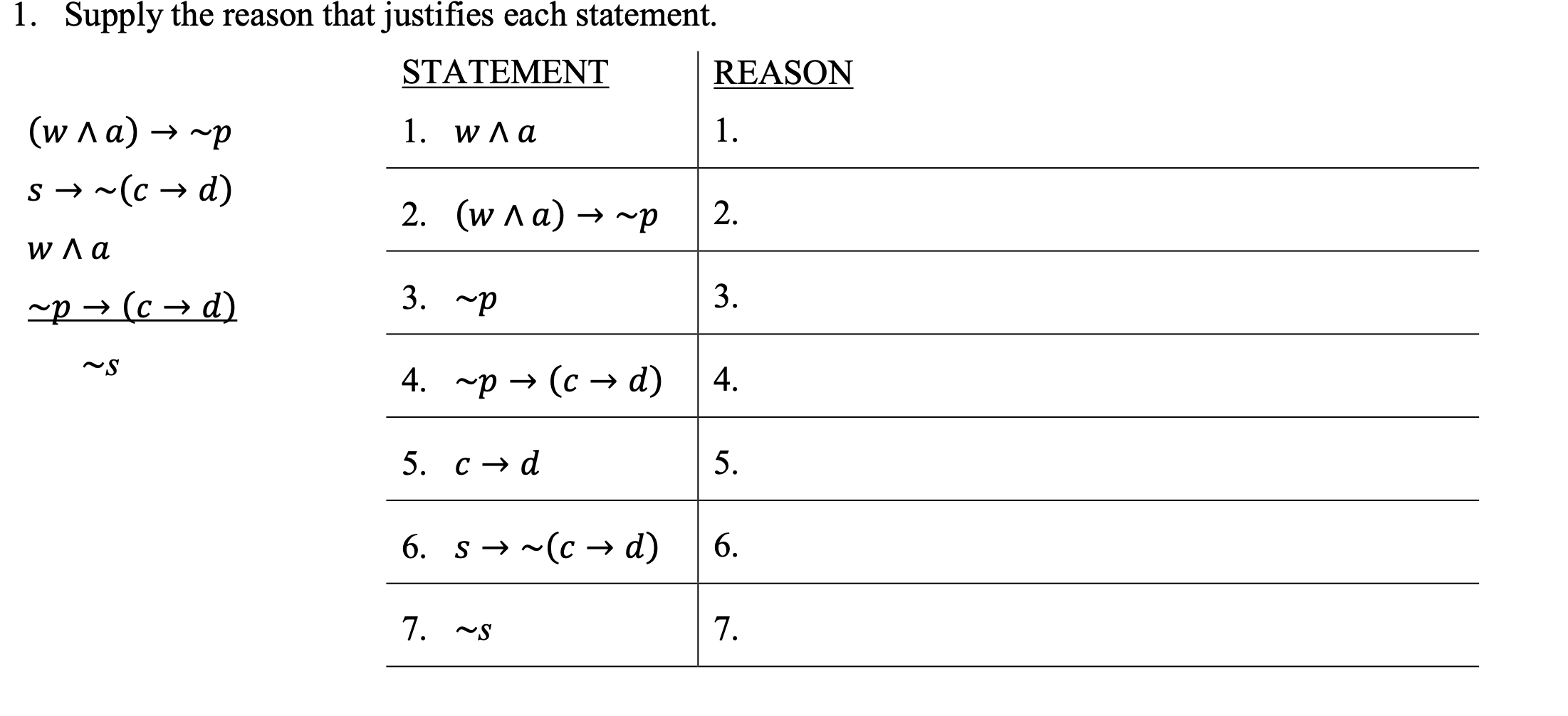 Solved 1. Supply the reason that justifies each statement. | Chegg.com