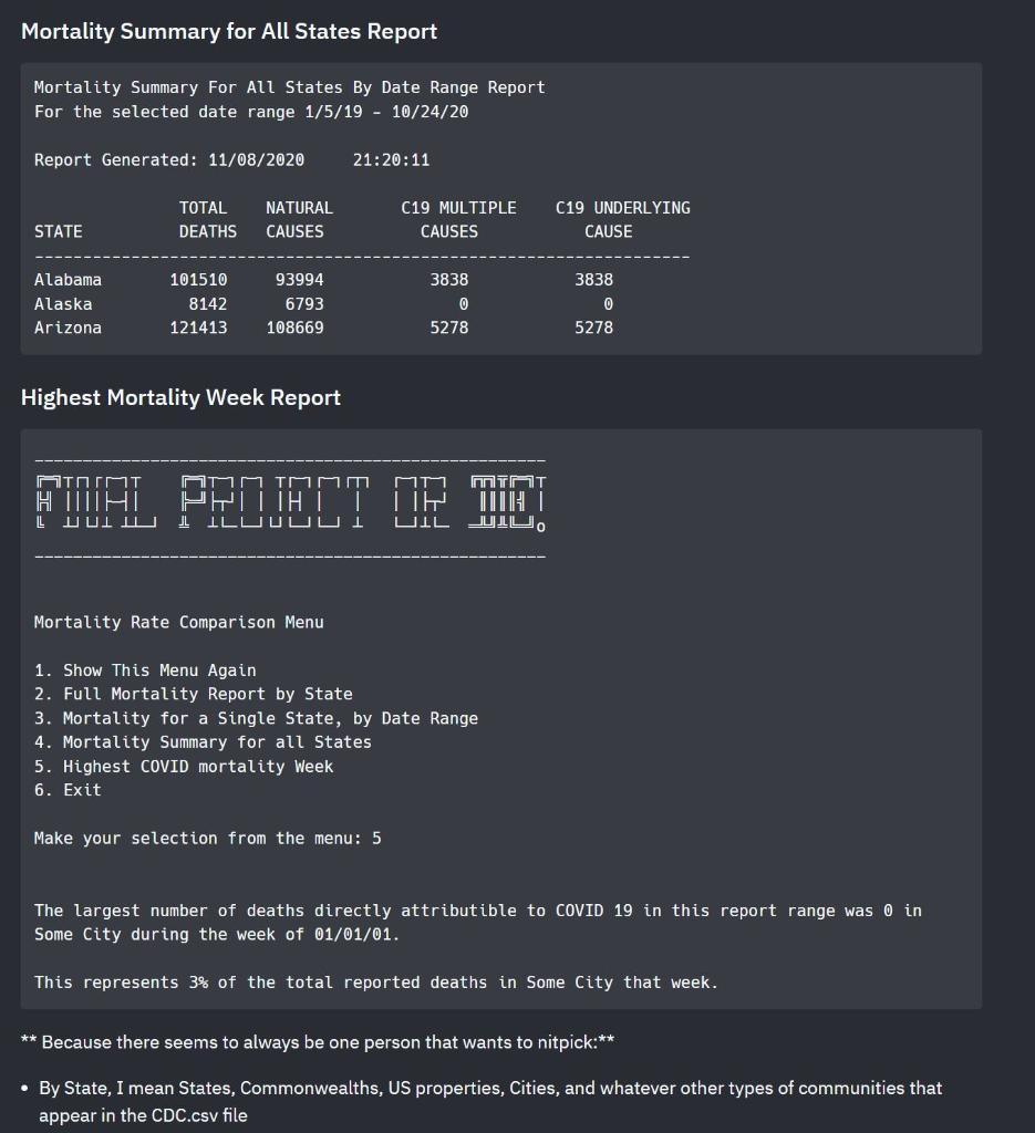 Solved Creating Comparison Reports • menu() - Gets an | Chegg.com