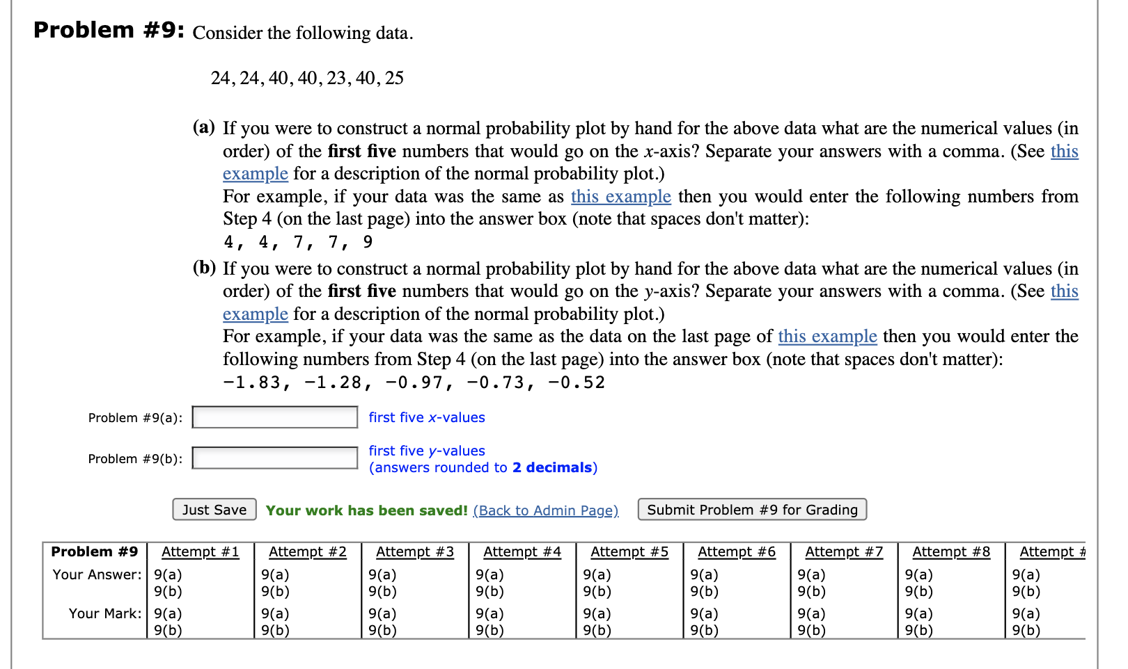 Solved Normal Probability Plots by Hand Let X1, X2, ... , Xn | Chegg.com
