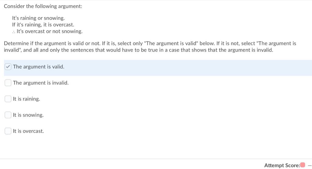 Solved The argument is valid was marked as incorrect. If | Chegg.com