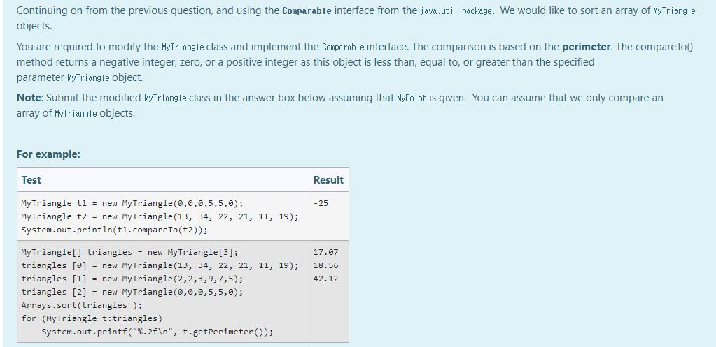 Define a class called MyTriangle, which models a | Chegg.com