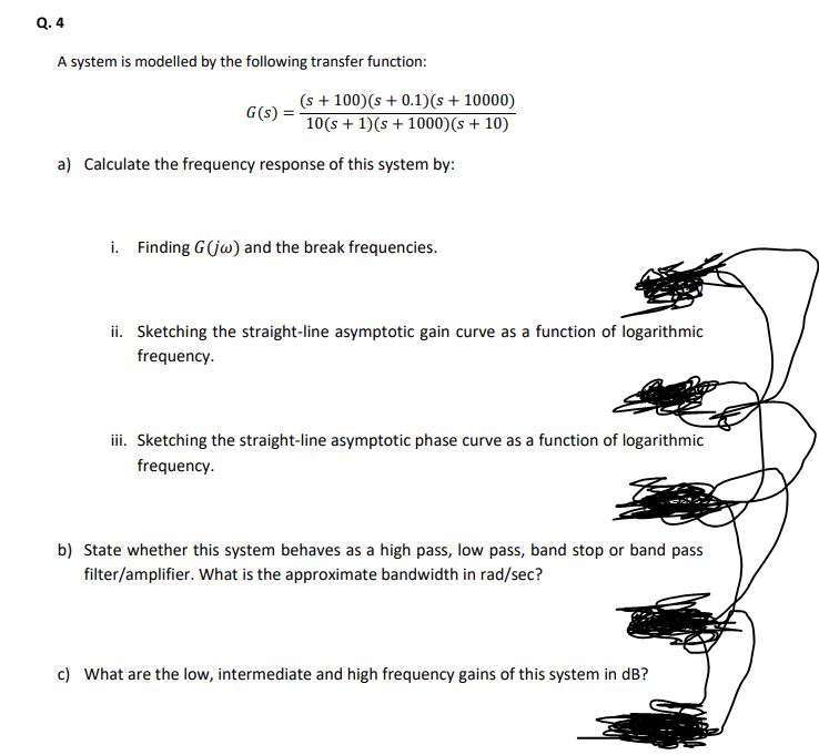 Solved A system is modelled by the following transfer | Chegg.com