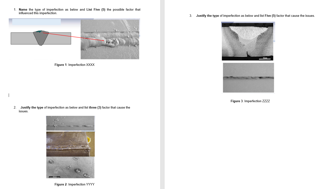 Solved 1. Name the type of imperfection as below and List | Chegg.com