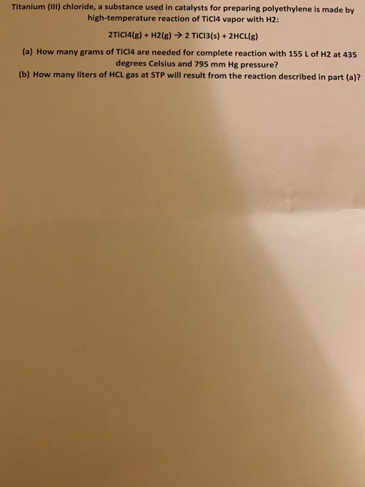 Solved Titanium (II) chloride, a substance used in catalysts | Chegg.com