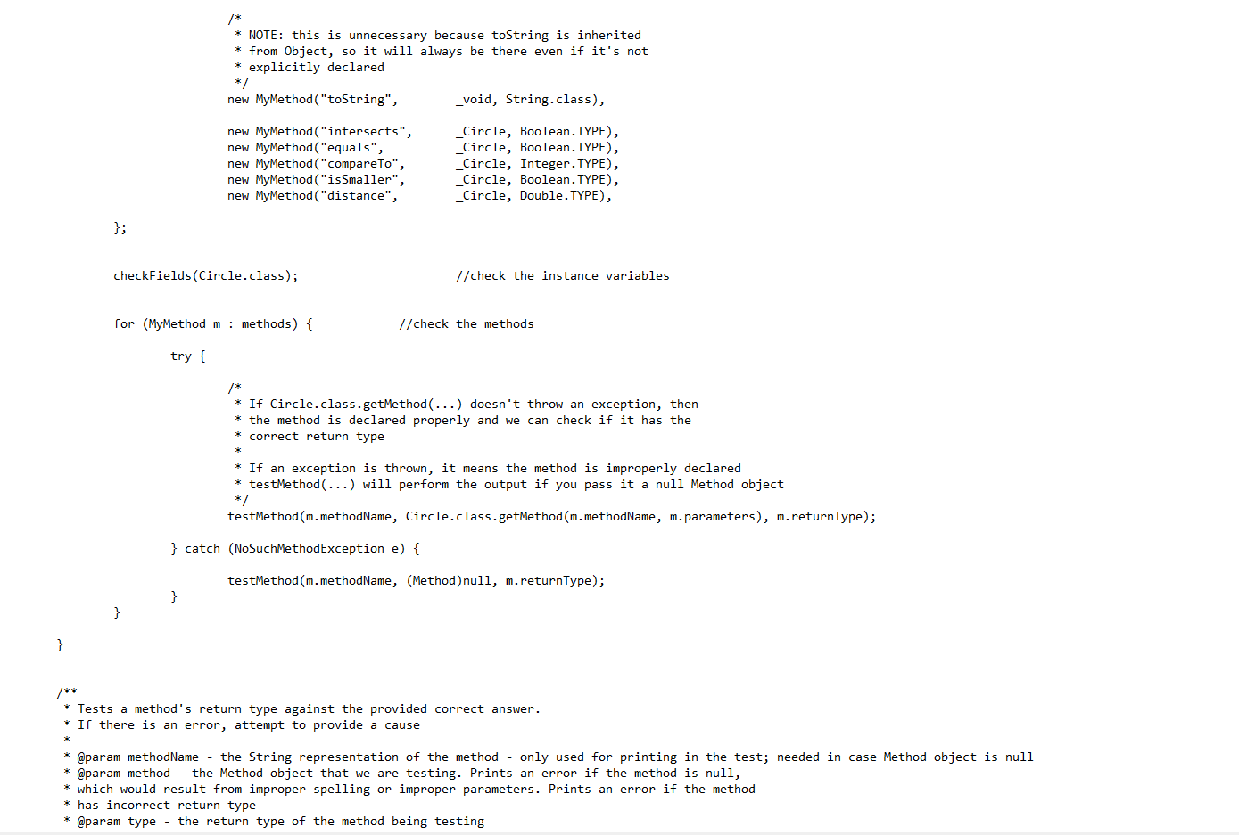 PROVIDED CODE AT THE BOTTOM.. CircleTester.java, | Chegg.com
