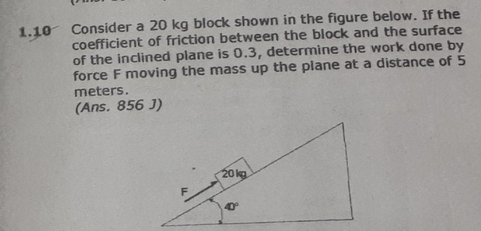 Solved 1.10 Consider a 20 kg block shown in the figure | Chegg.com
