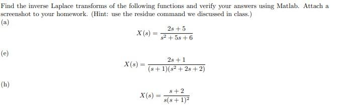 Solved Find the inverse Laplace transforms of the following | Chegg.com