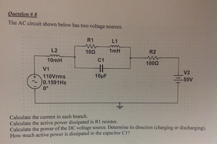 Solved The AC circuit shown below has two voltage sources. | Chegg.com