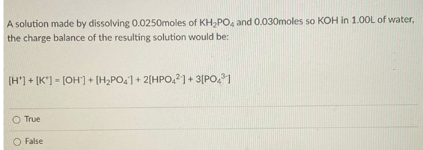 Solved A solution made by dissolving 0.0250 moles of KH2PO4 | Chegg.com