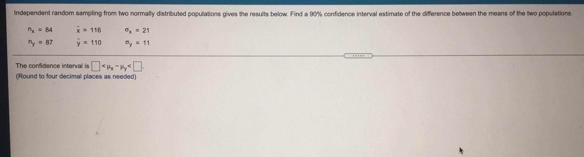 Solved Independent random sampling from two normally | Chegg.com