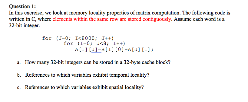 Solved Question 1: In this exercise, we look at memory | Chegg.com