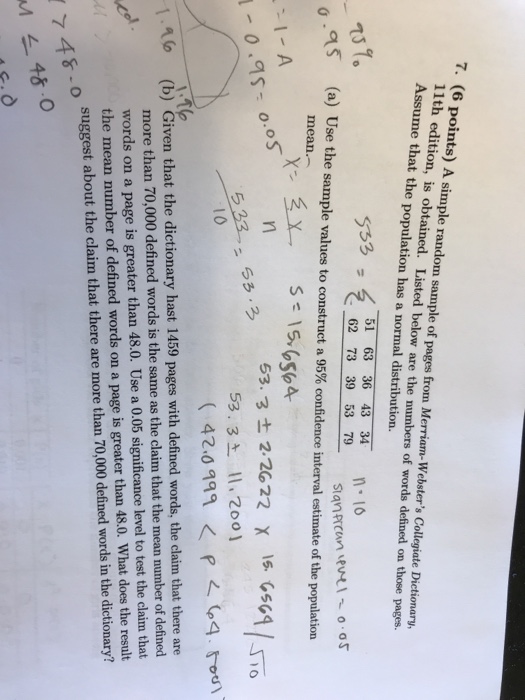 Solved 7. (6 points) A simple random sample of pages from | Chegg.com