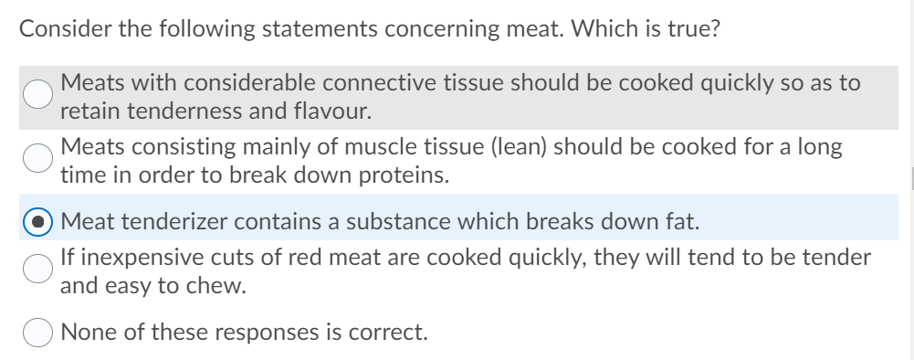 Solved Consider the following statements concerning meat. | Chegg.com