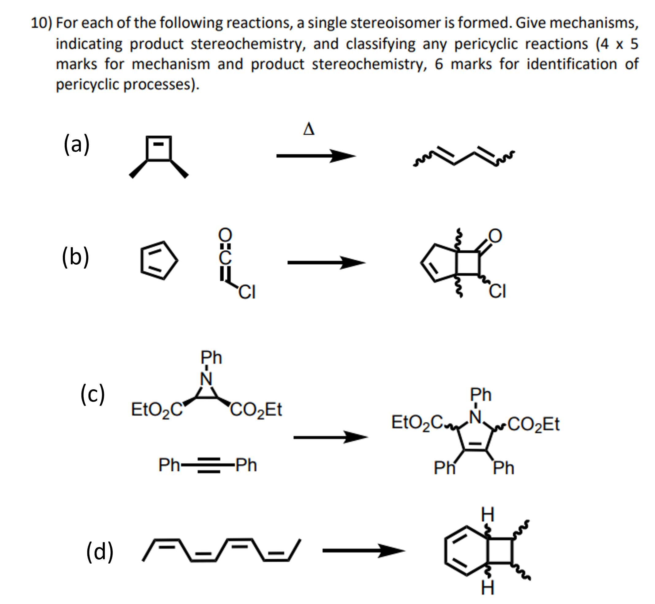 Solved For each of the following reactions, a single | Chegg.com