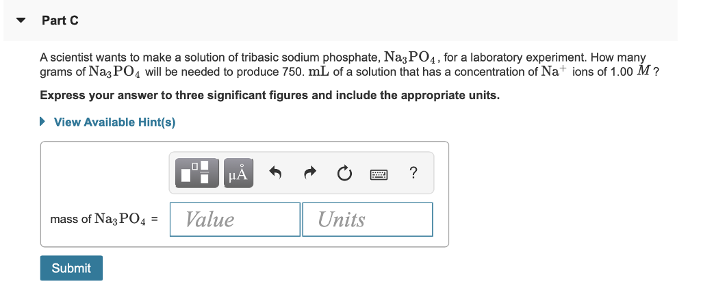 Solved Part C A scientist wants to make a solution of | Chegg.com