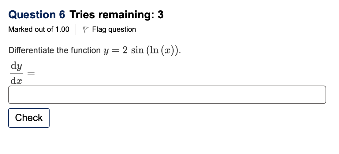 Solved Question 5 Tries remaining: 3 Marked out of 1.00 P | Chegg.com