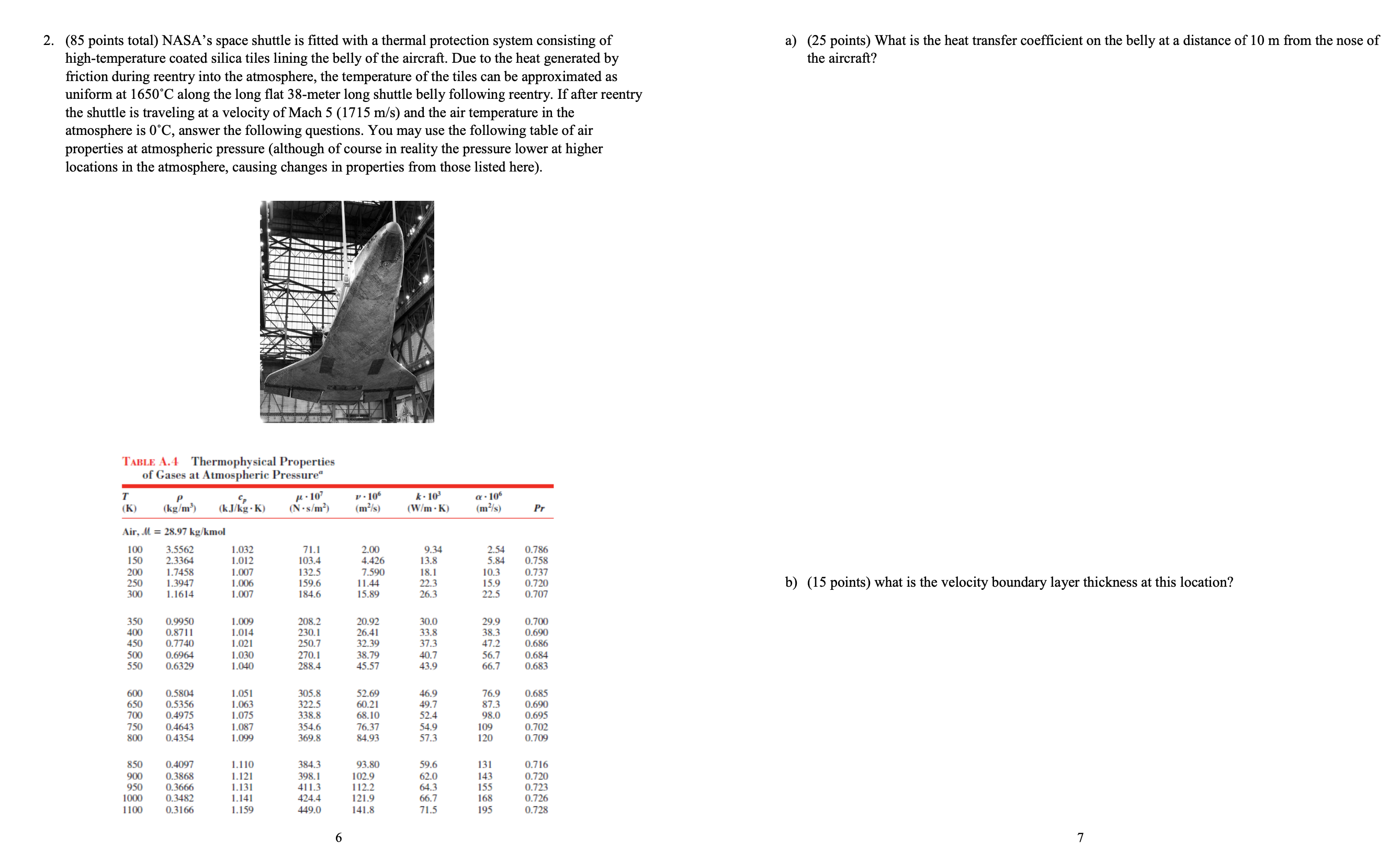Solved 2. (85 points total) NASA's space shuttle is fitted | Chegg.com
