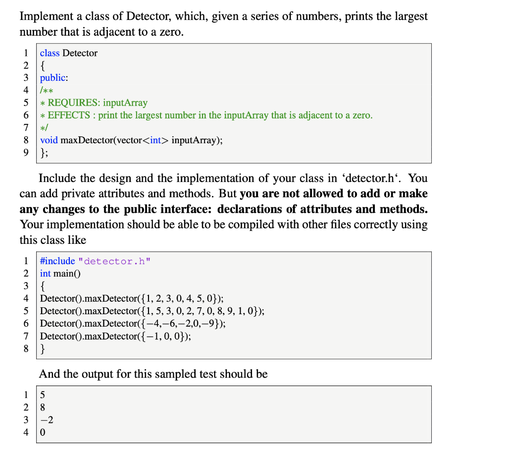Solved Implement a class of Detector, which, given a series | Chegg.com