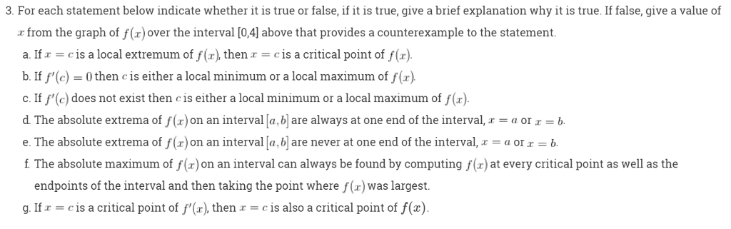 Solved 3. For each statement below indicate whether it is | Chegg.com