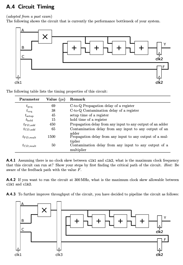 Solved A.4 Circuit Timing (adopted from a past exam) The | Chegg.com