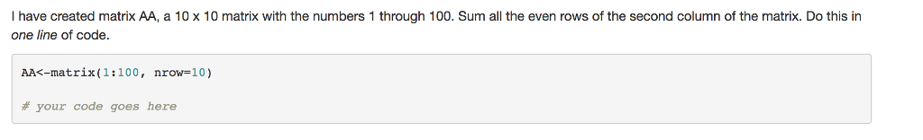 Solved I have created matrix AA, a 10 x 10 matrix with the | Chegg.com