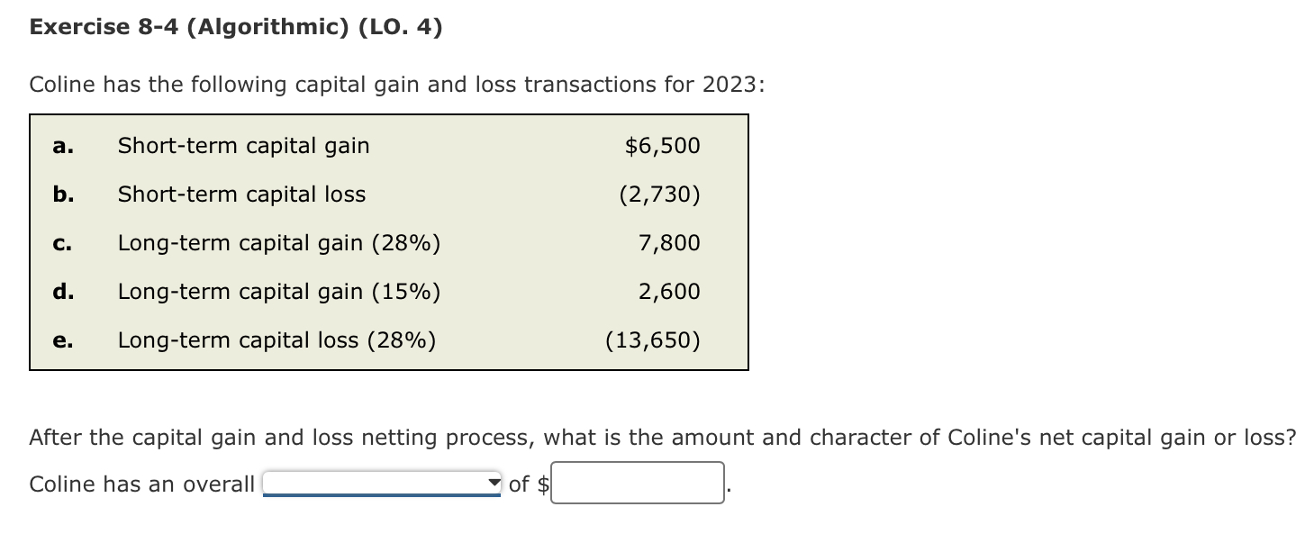 Solved Exercise 8-4 (Algorithmic) (LO. 4) Coline has the | Chegg.com