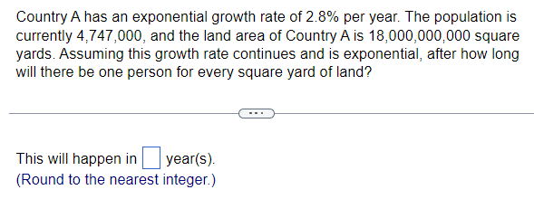 Solved Country A has an exponential growth rate of 2.8% per | Chegg.com