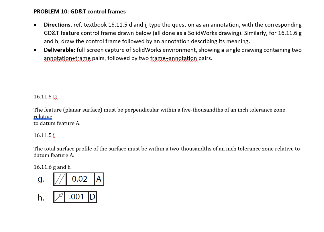 Solved PROBLEM 10: GD\&T control frames - Directions: ref. | Chegg.com