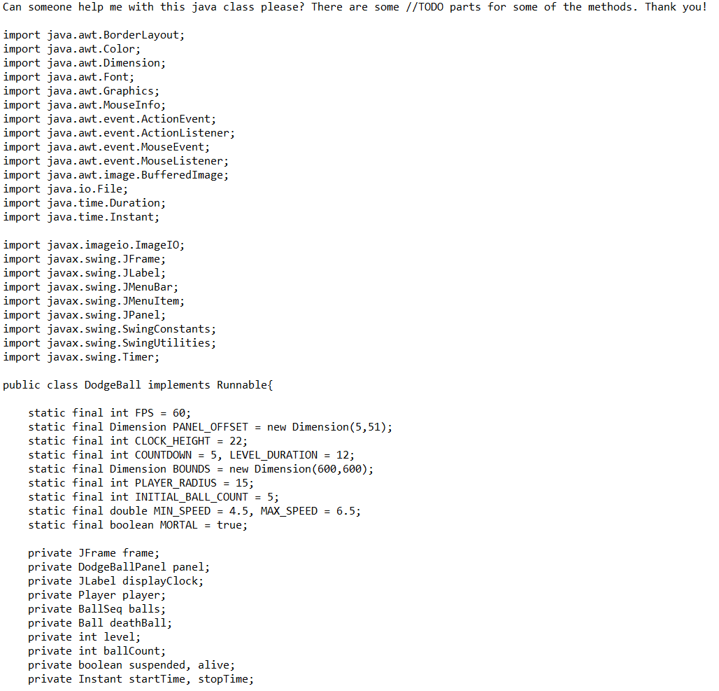Solved Can Someone Help Me With This Java Class Please