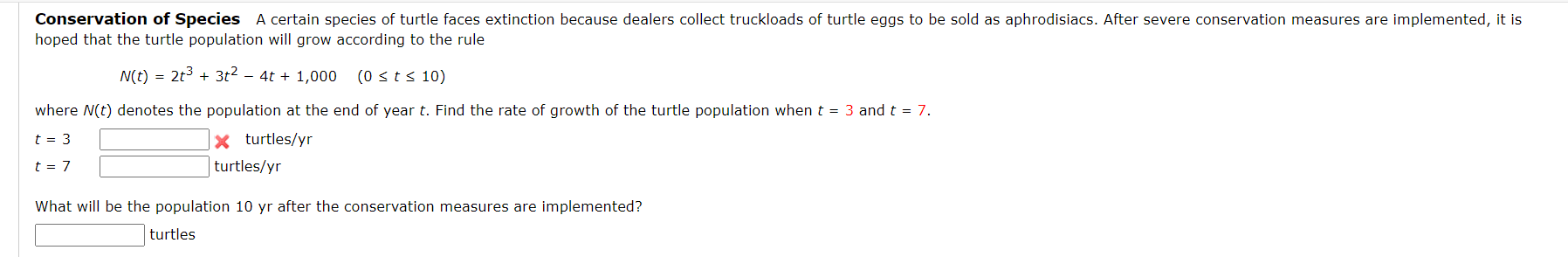 Solved hoped that the turtle population will grow according | Chegg.com