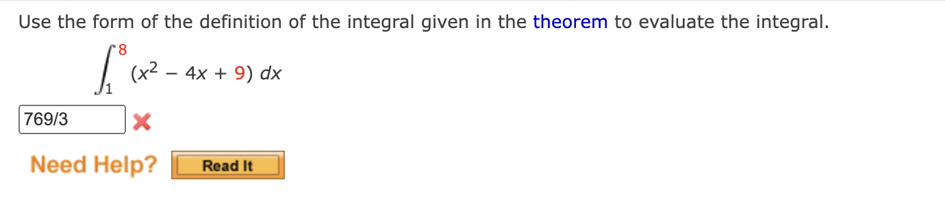 Solved Use the form of the definition of the integral given | Chegg.com
