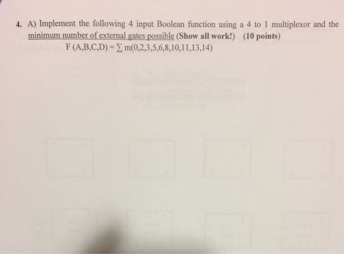 Solved 4. A) Implement the following 4 input Boolean | Chegg.com