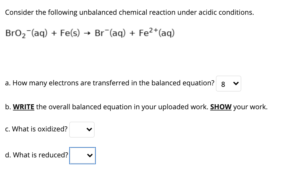 Solved Consider the following unbalanced chemical reaction | Chegg.com